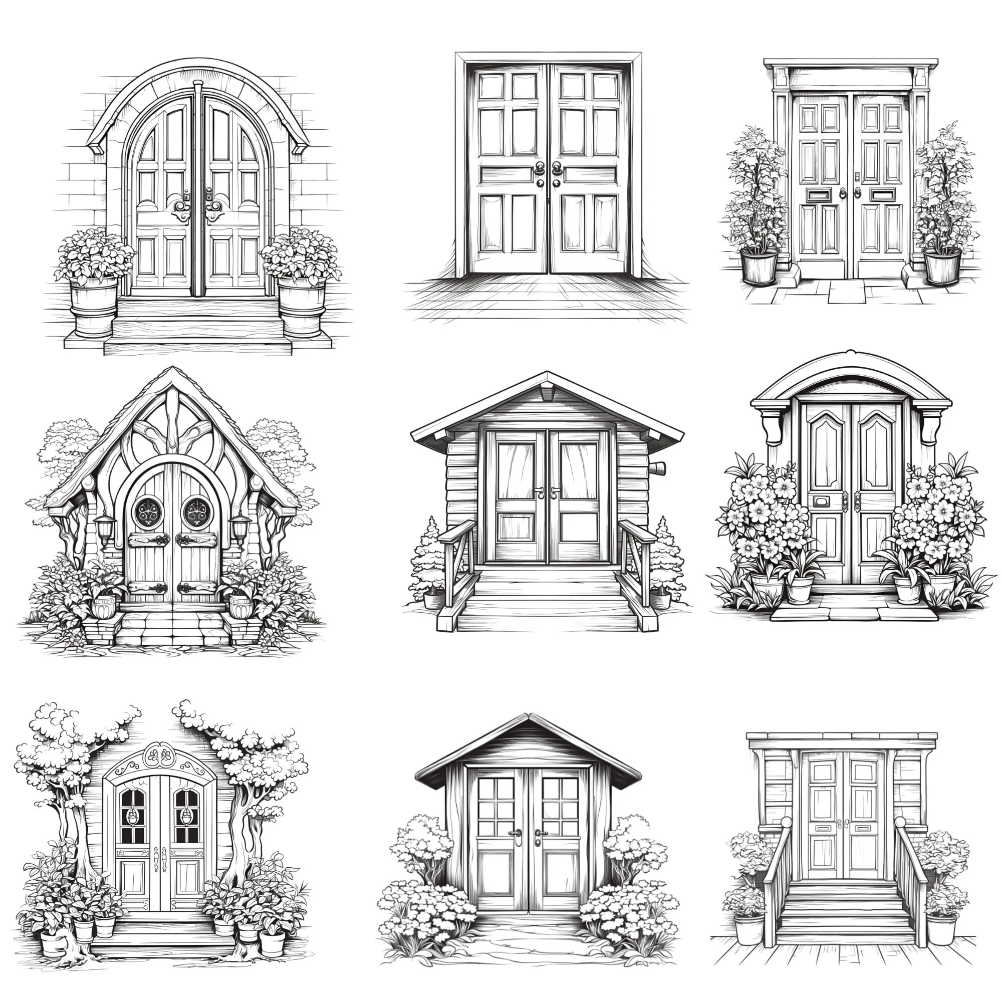 Procreate Cottage Doors Stamps | 100+ Cottages Door Procreate Brushes ...
