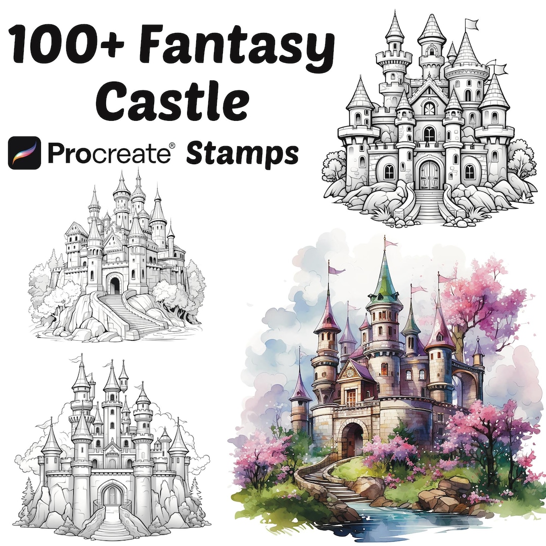 Procreate Fantasy Castle Stamps | 100+ Castle Procreate Brushes ...