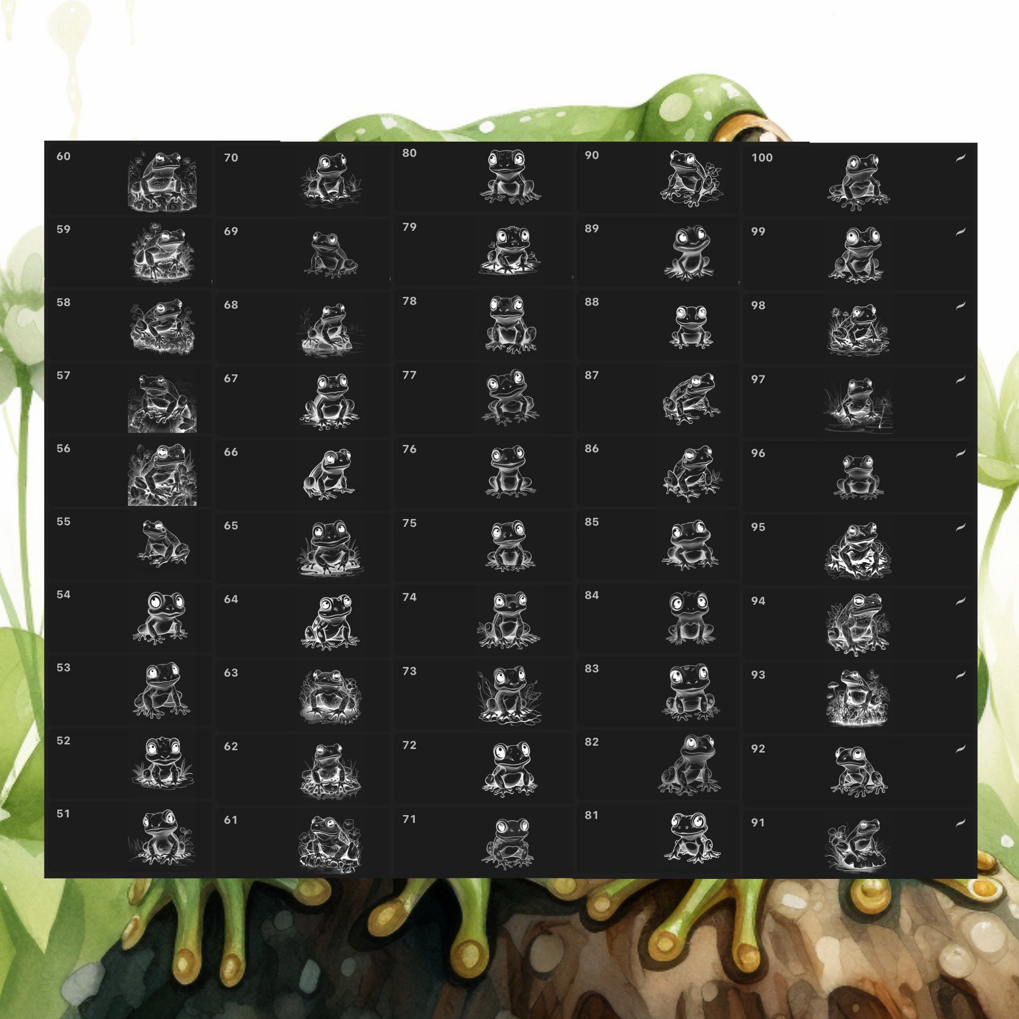Procreate Animals Stamps 100 Cute Frog Procreate Brushes Frog Animals Procreate Brushes ...