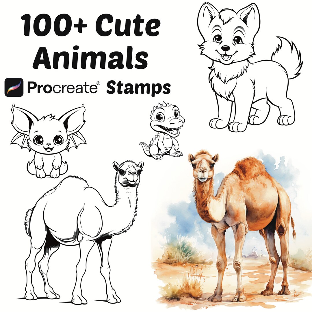 Procreate Animals Stamps | 100+ Cute Animal Procreate Brushes | Animals ...