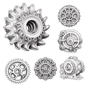Procreate Mechanical Gear Stamps | 100+ Mechanical Gear Procreate ...