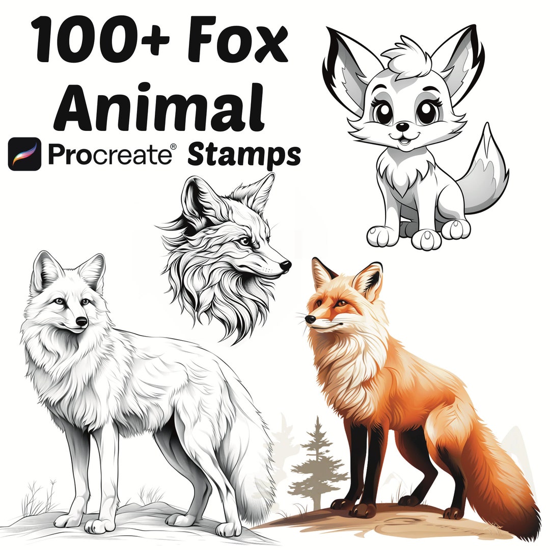 Procreate Animals Stamps | 100+ Fox Procreate Brushes | Animal ...