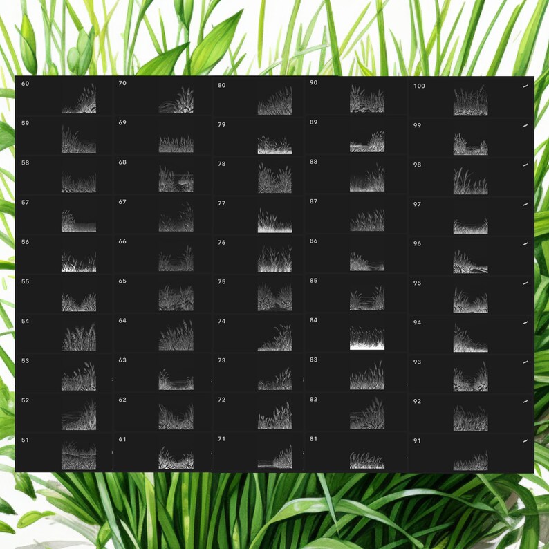 Procreate Grasses Stamps | 100+ Grass Procreate Brushes | Botanical Procreate | Floral Procreate ...