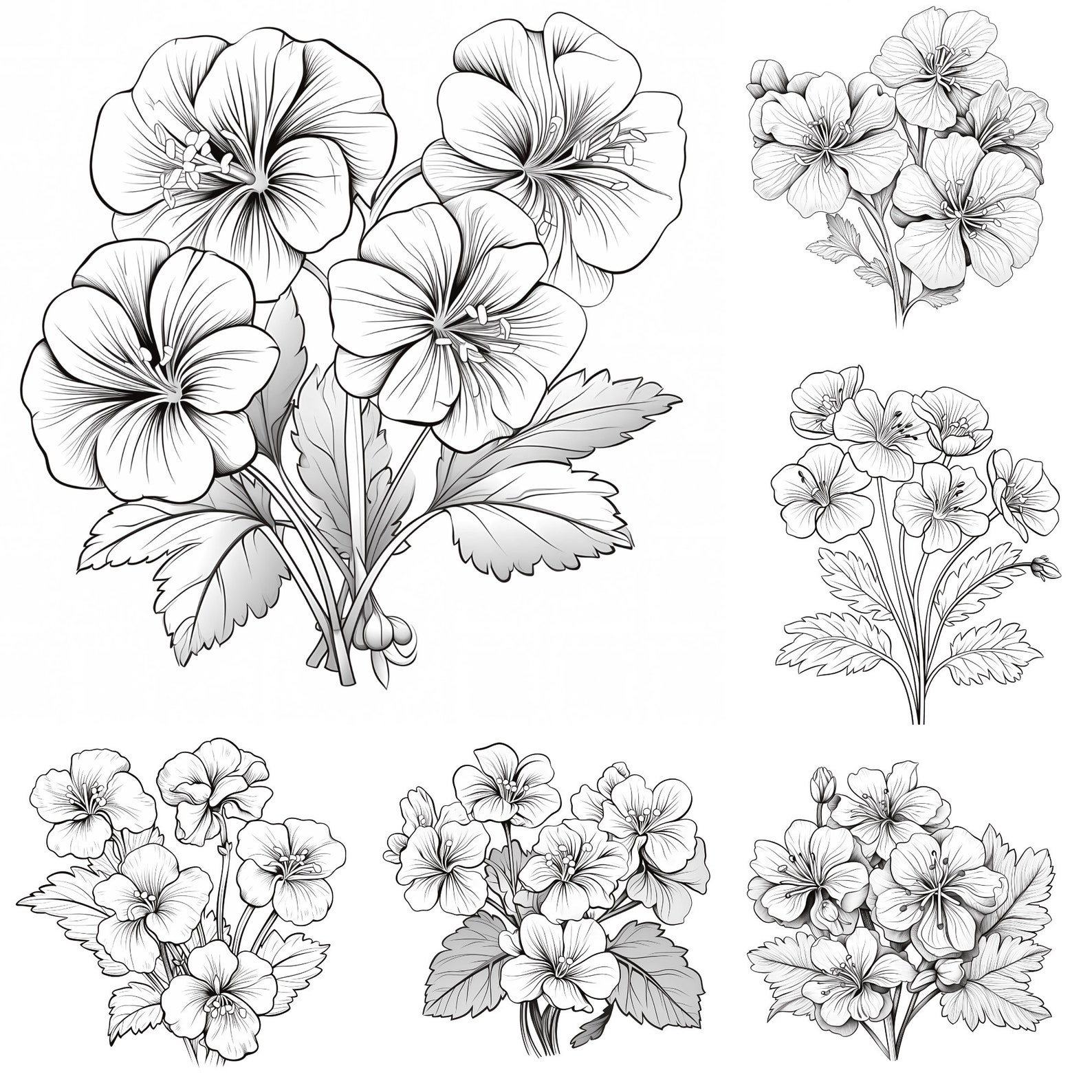 Flowers PNG 50 Geranium Flowers Png Floral PNG Wildflowers PNG Doodle ...