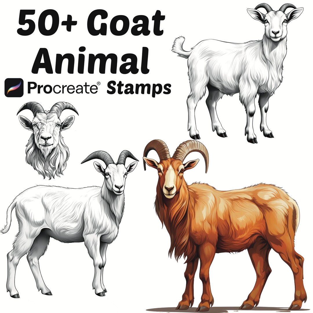 Procreate Animals Stamps | 50+ Goat Procreate Brushes | Animal ...