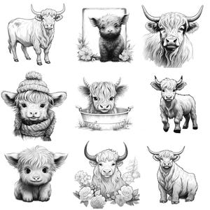 Procreate Animals Stamps | 100+ Highland Cow Procreate Brushes | Animal ...