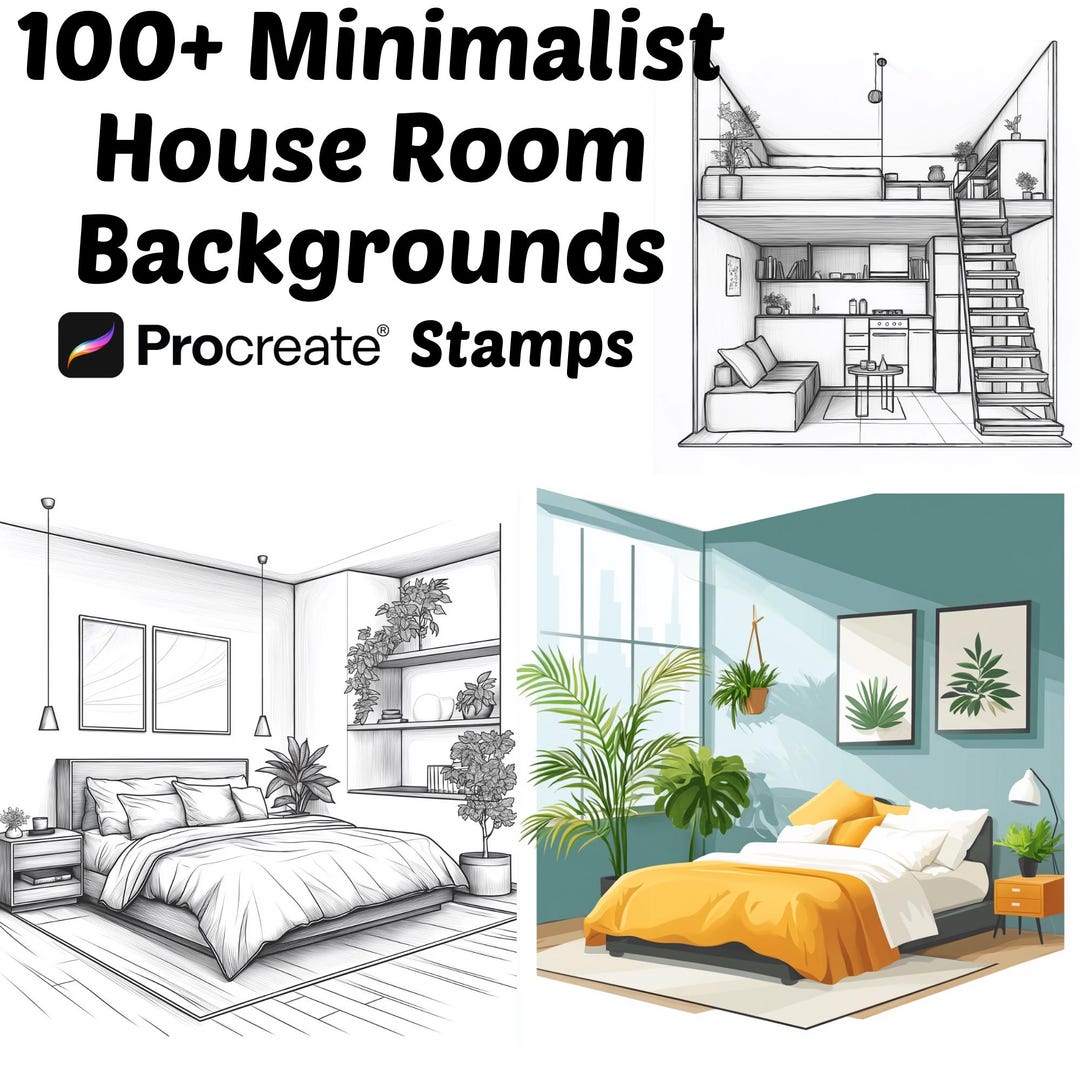 Procreate Minimalist House Rooms Stamps | 100+ Minimalist House ...