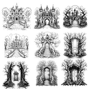 Procreate Spooky Doors Stamps | 100+ Haunted Doors Procreate Brushes ...