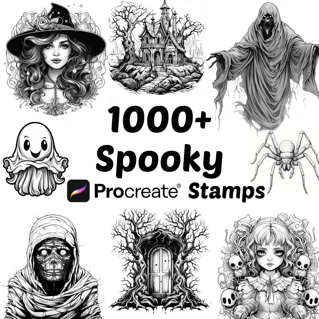 Procreate Spooky Stamps Bundle | 1000+ Scary Procreate Brushes ...