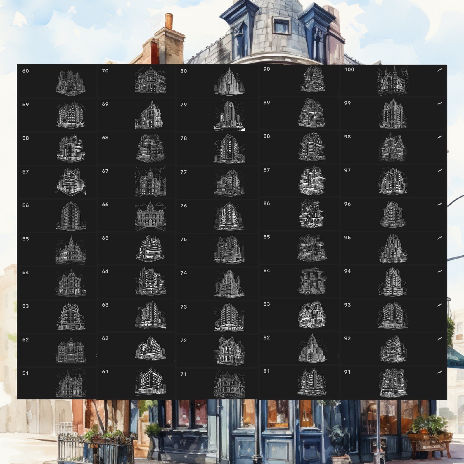 Procreate Buildings Stamps 100 Different Style Buildings Procreate ...