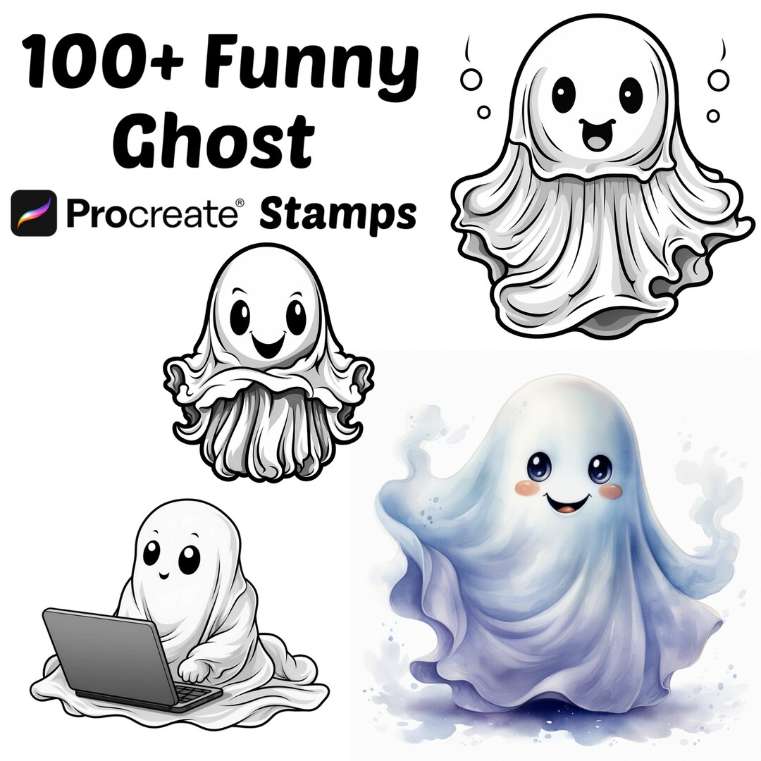 Procreate Cute Ghost Stamps | 100+ Funny Ghost Procreate Brushes ...