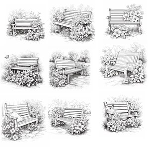 Procreate Garden Benches Stamps | 100+ Procreate Seats Brushes | Garden ...