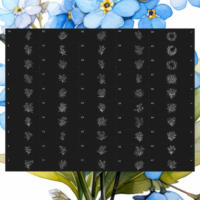 Procreate Forget Me Not Flower Stamps 50 Forget Me Not Flower Procreate ...
