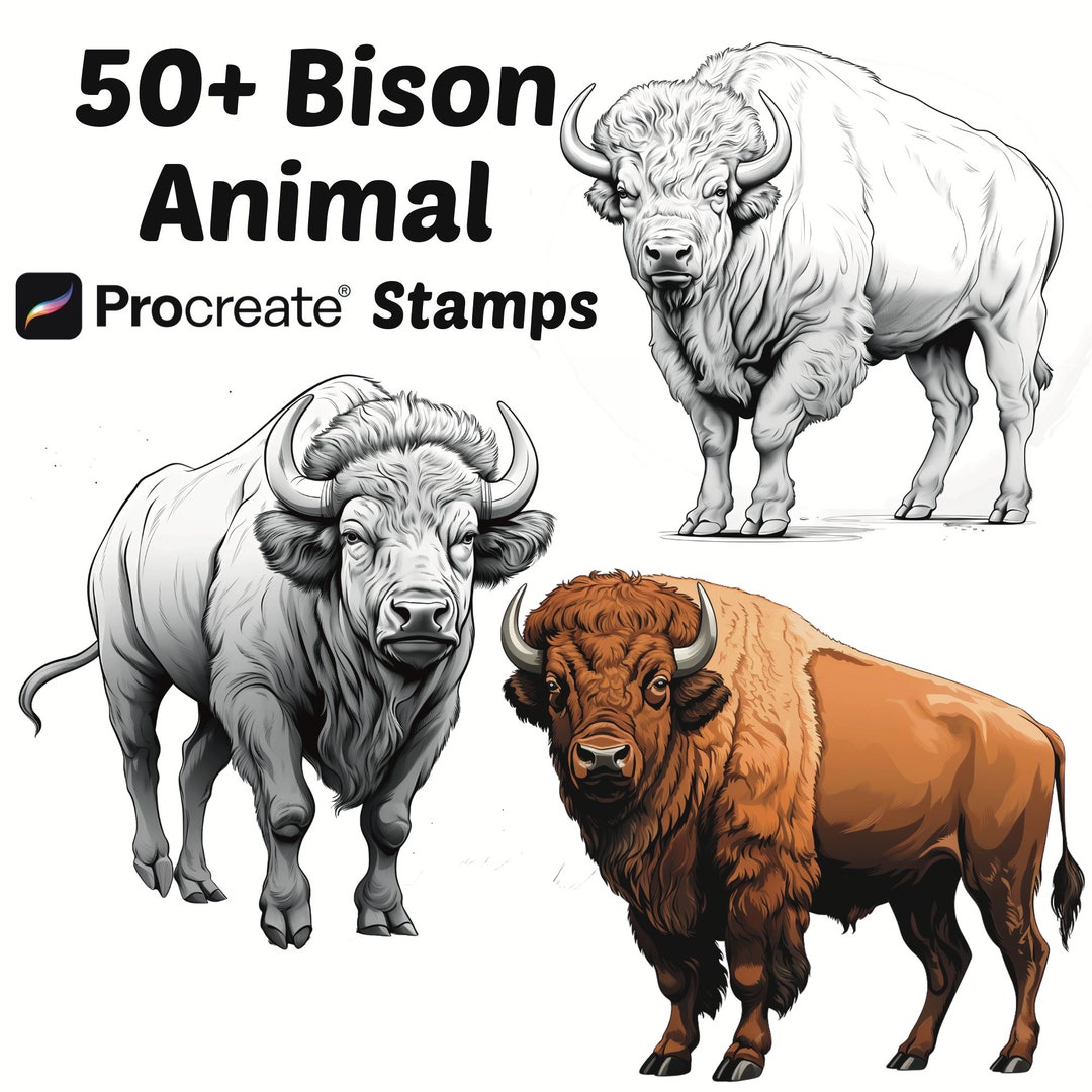 Procreate Animals Stamps | 50+ Bison Procreate Brushes | Animals ...