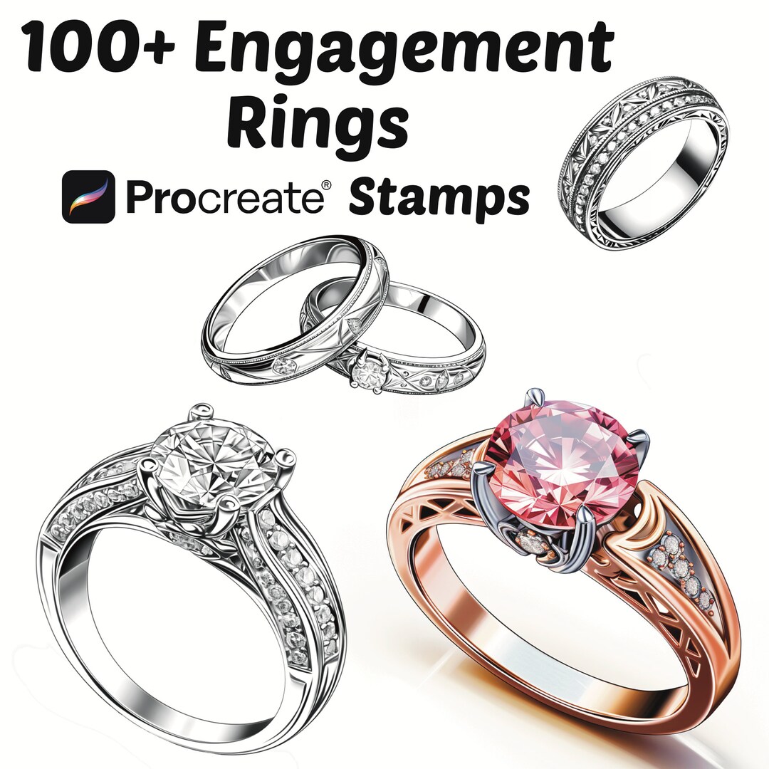 Procreate Engagement Rings Stamps | 100+ Rings Procreate Brushes | Love ...