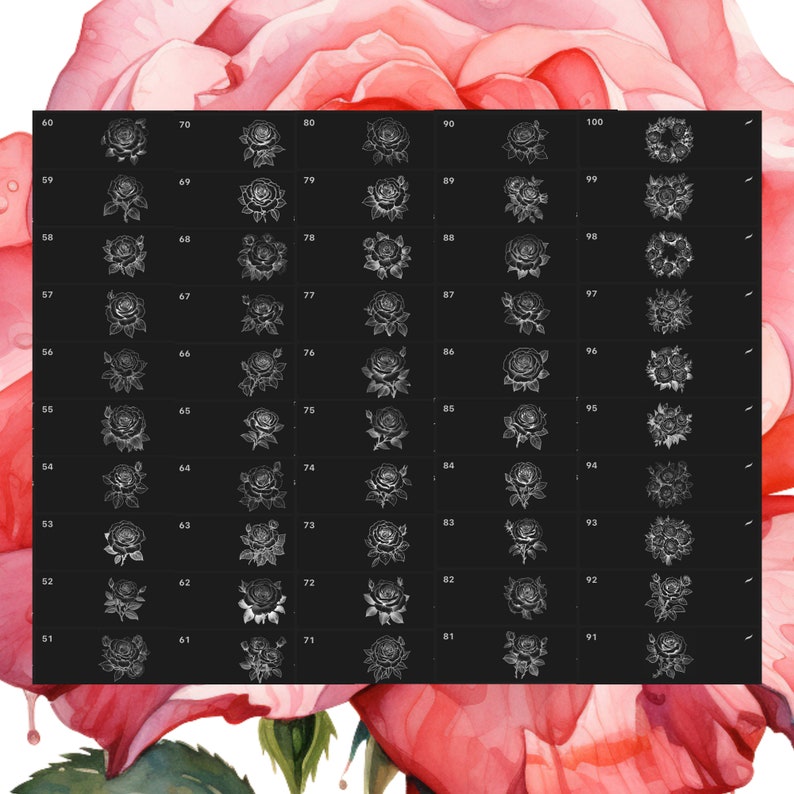 Procreate Rose Flower Stamps 100 Rose Flower Procreate Brushes ...