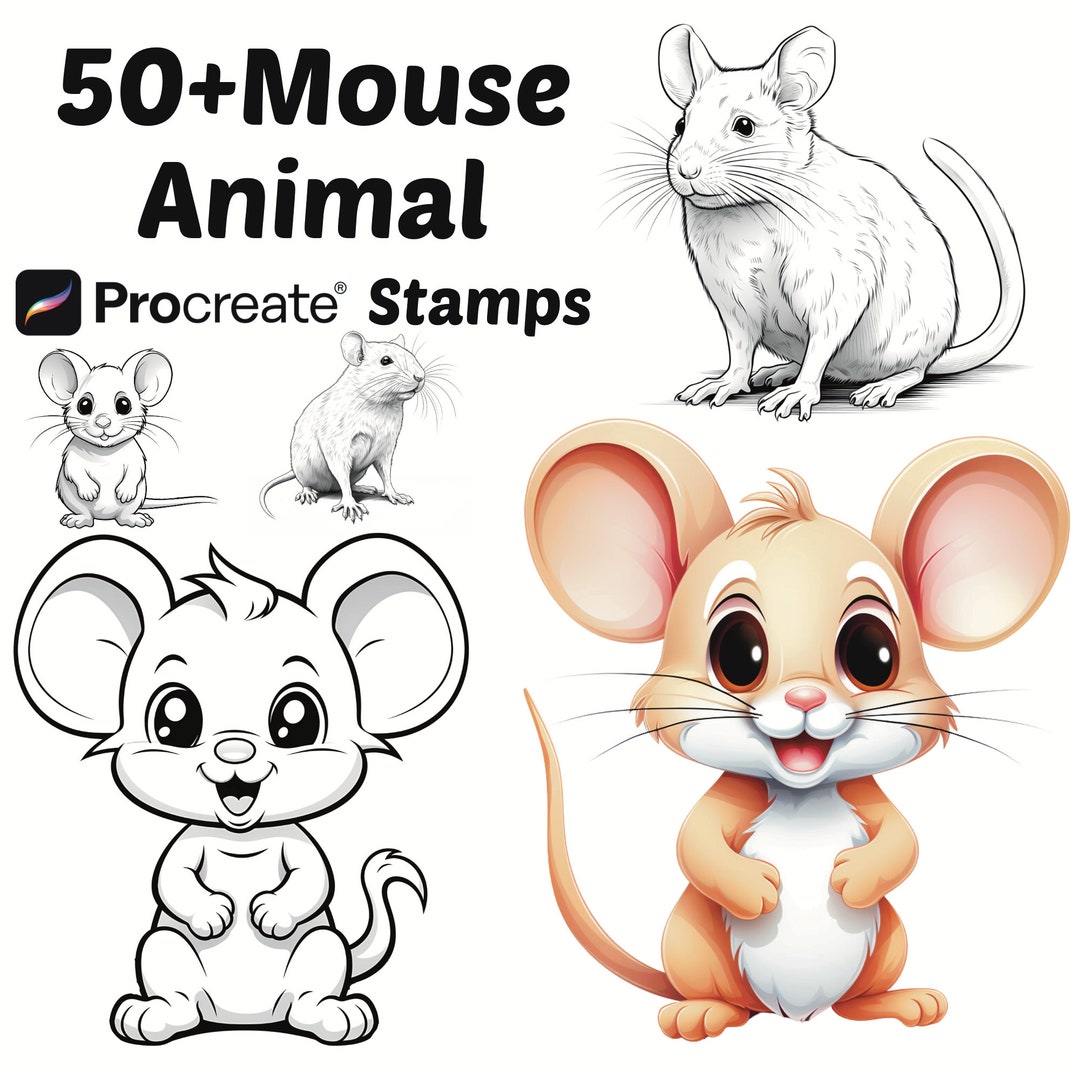 Procreate Animals Stamps | 50+ Mouse Procreate Brushes | Animal ...