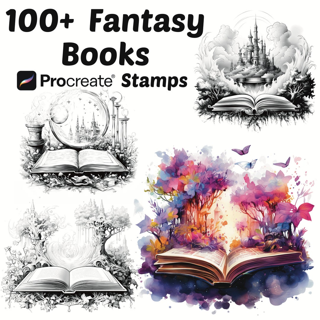 Procreate Fantasy Books Stamps | 100+ Procreate Book Brushes | Element ...