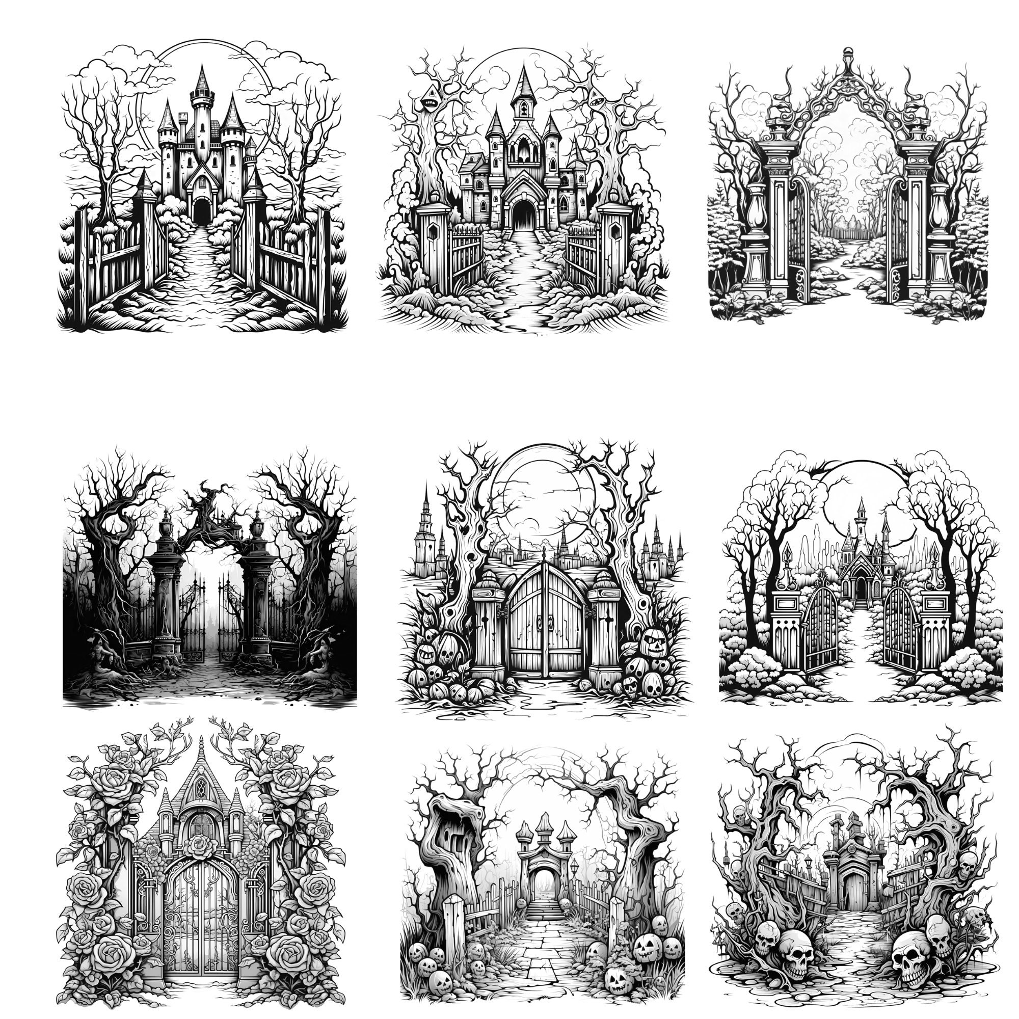 Procreate Spooky Doors Stamps | 100+ Haunted Doors Procreate Brushes ...