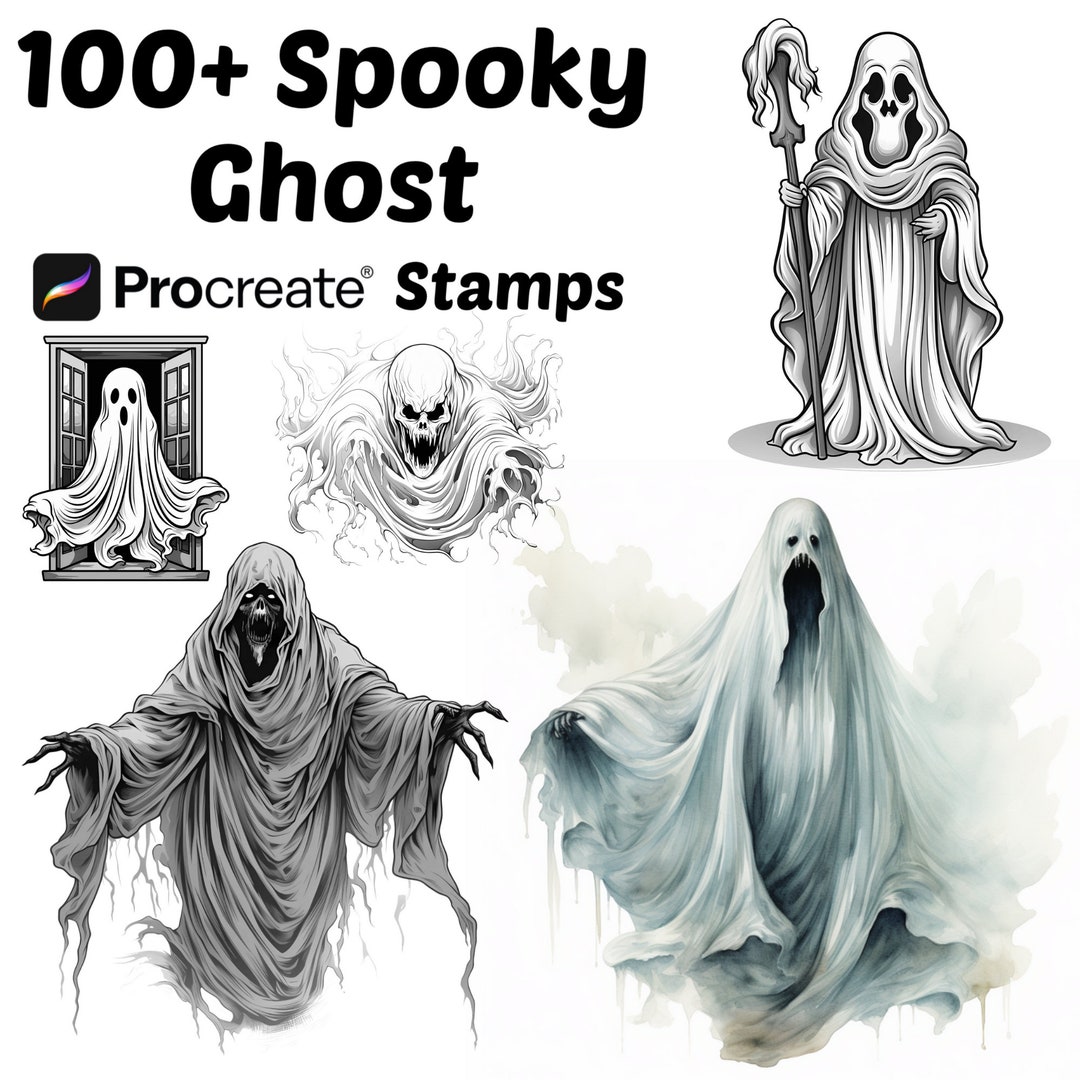 Procreate Horror Ghost Stamps | 100+ Scary Ghost Procreate Brushes ...