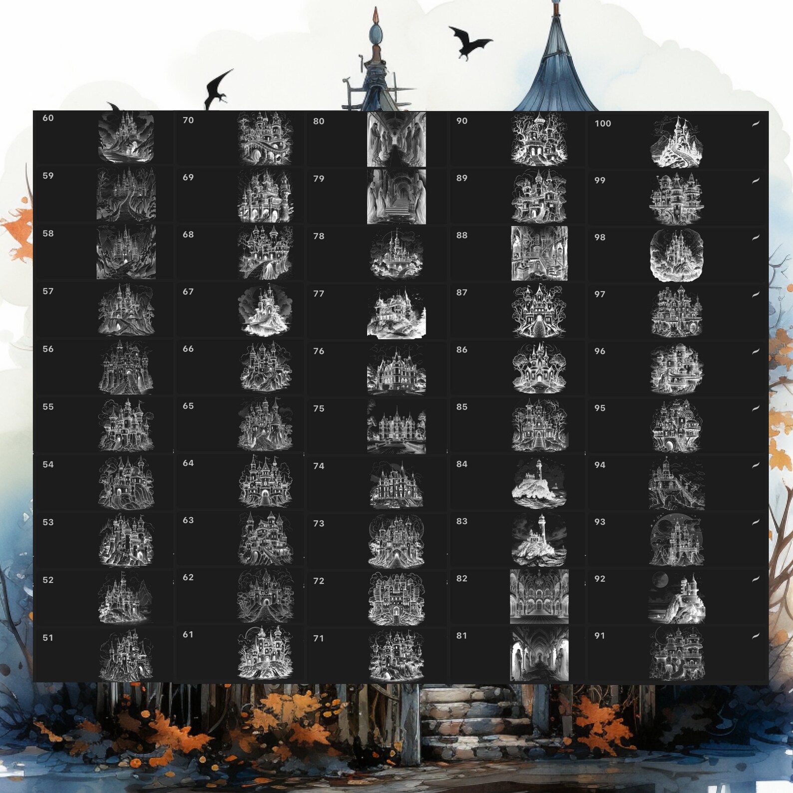 Procreate Spooky Houses Stamps 100 Haunted Houses Procreate Brushes Halloween Procreate Brushes ...