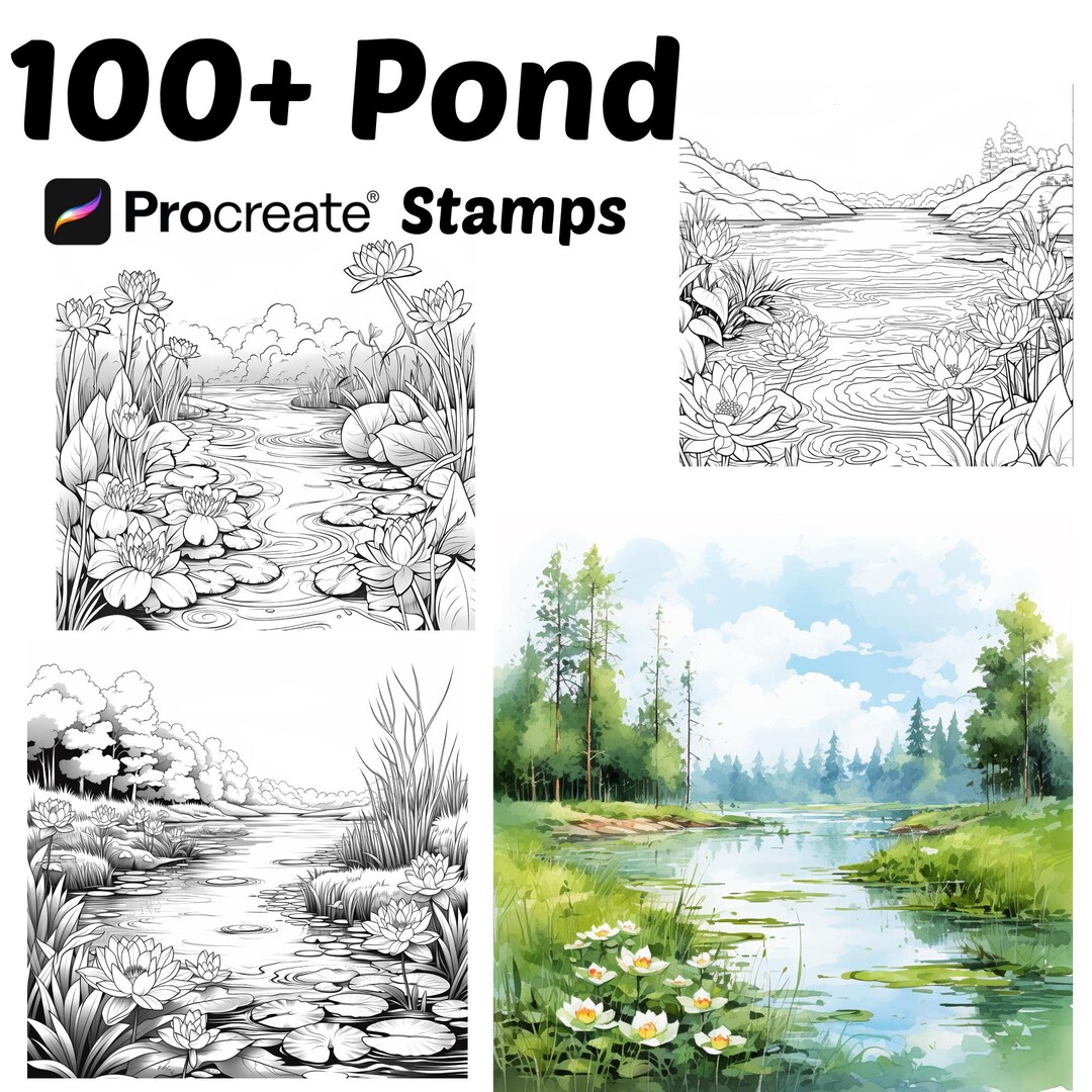 Procreate Pond Stamps | 100+ Beautiful Pond Procreate Brushes | Nature ...