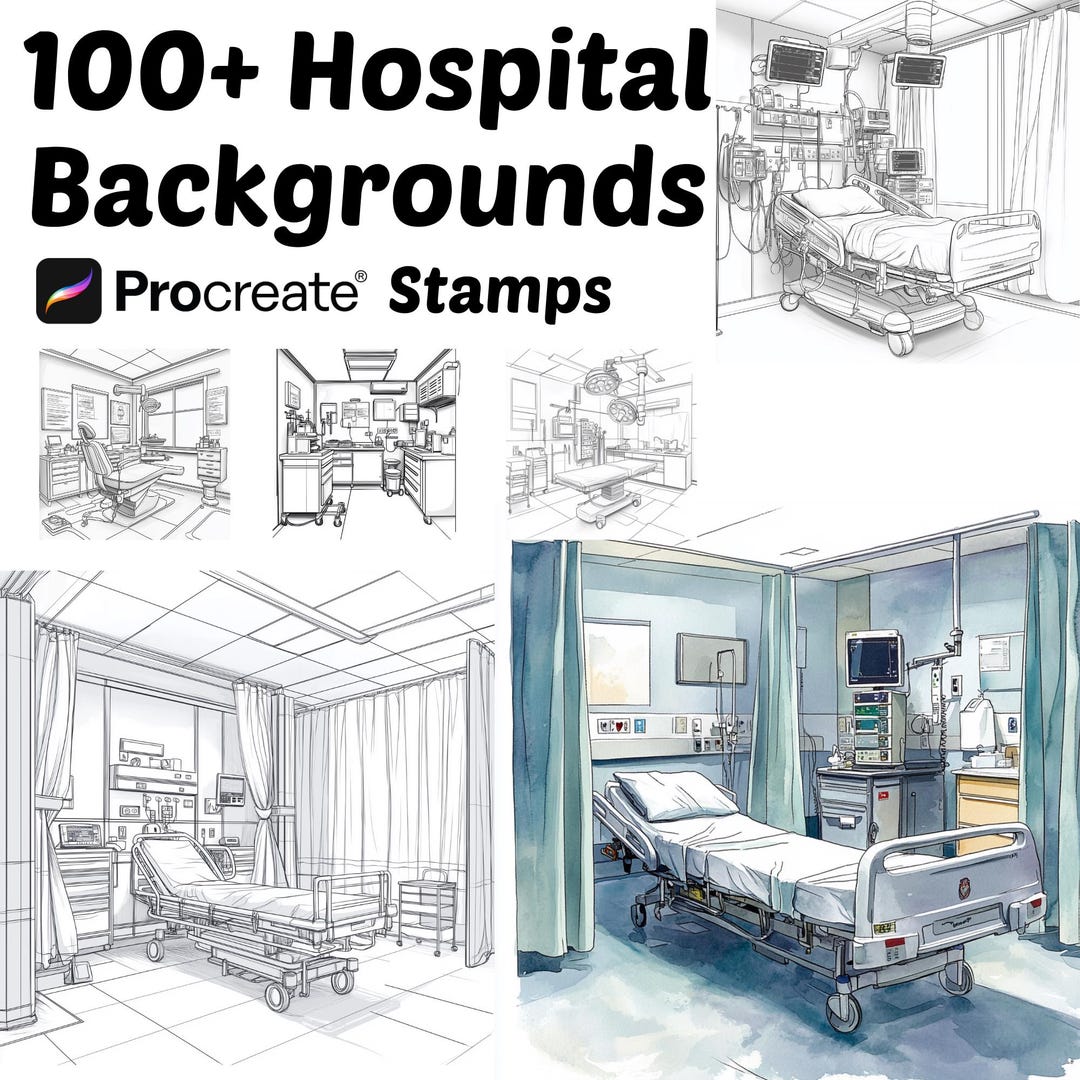 Procreate Hospital Stamps | 100+ Medical Facility Rooms Procreate ...