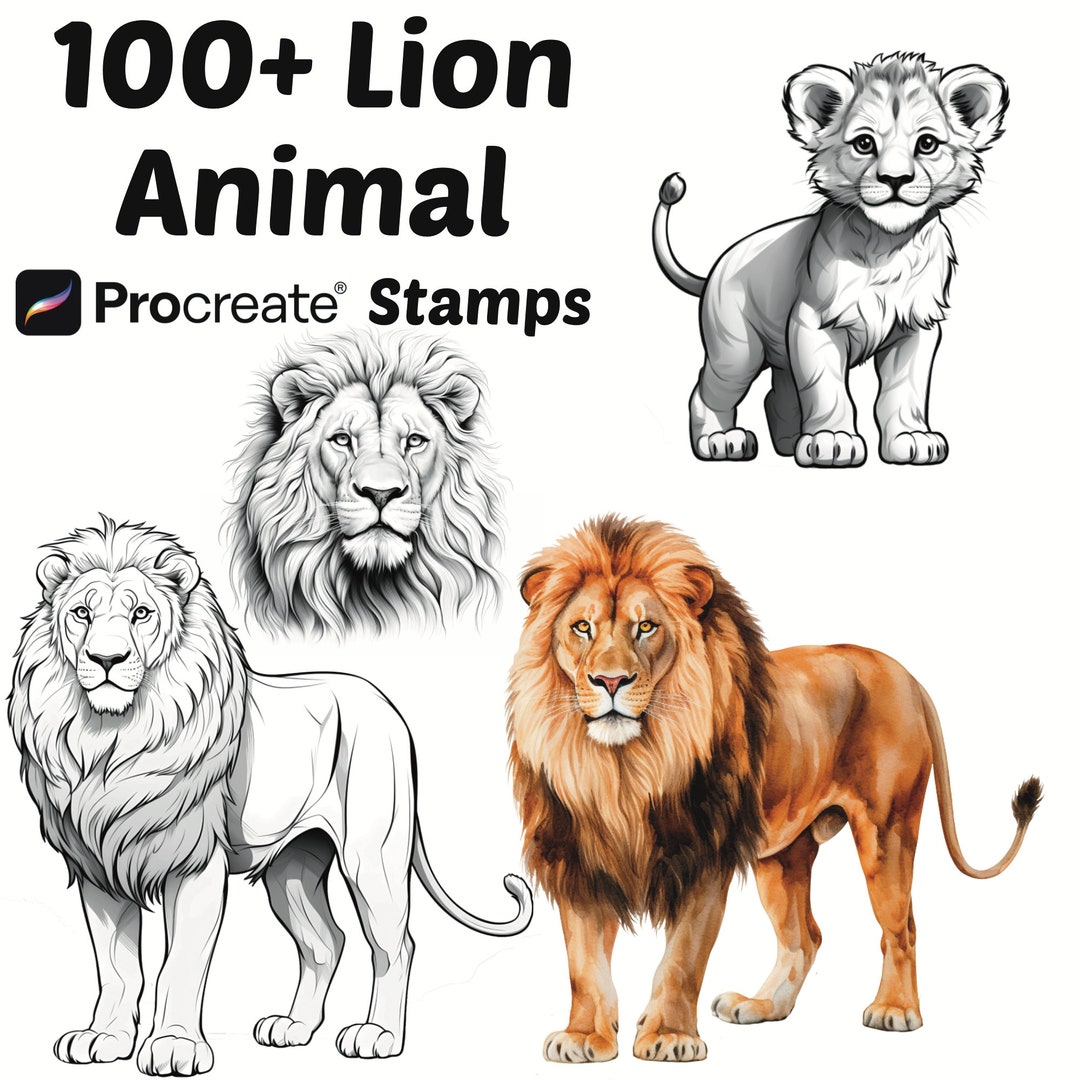 Procreate Animals Stamps | 100+ Lion Procreate Brushes | Animal ...