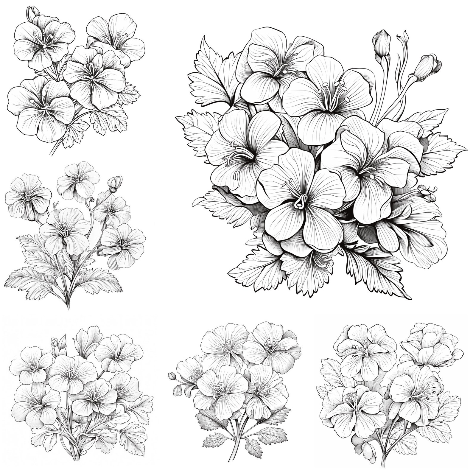 Flowers PNG 50 Geranium Flowers Png Floral PNG Wildflowers PNG Doodle ...