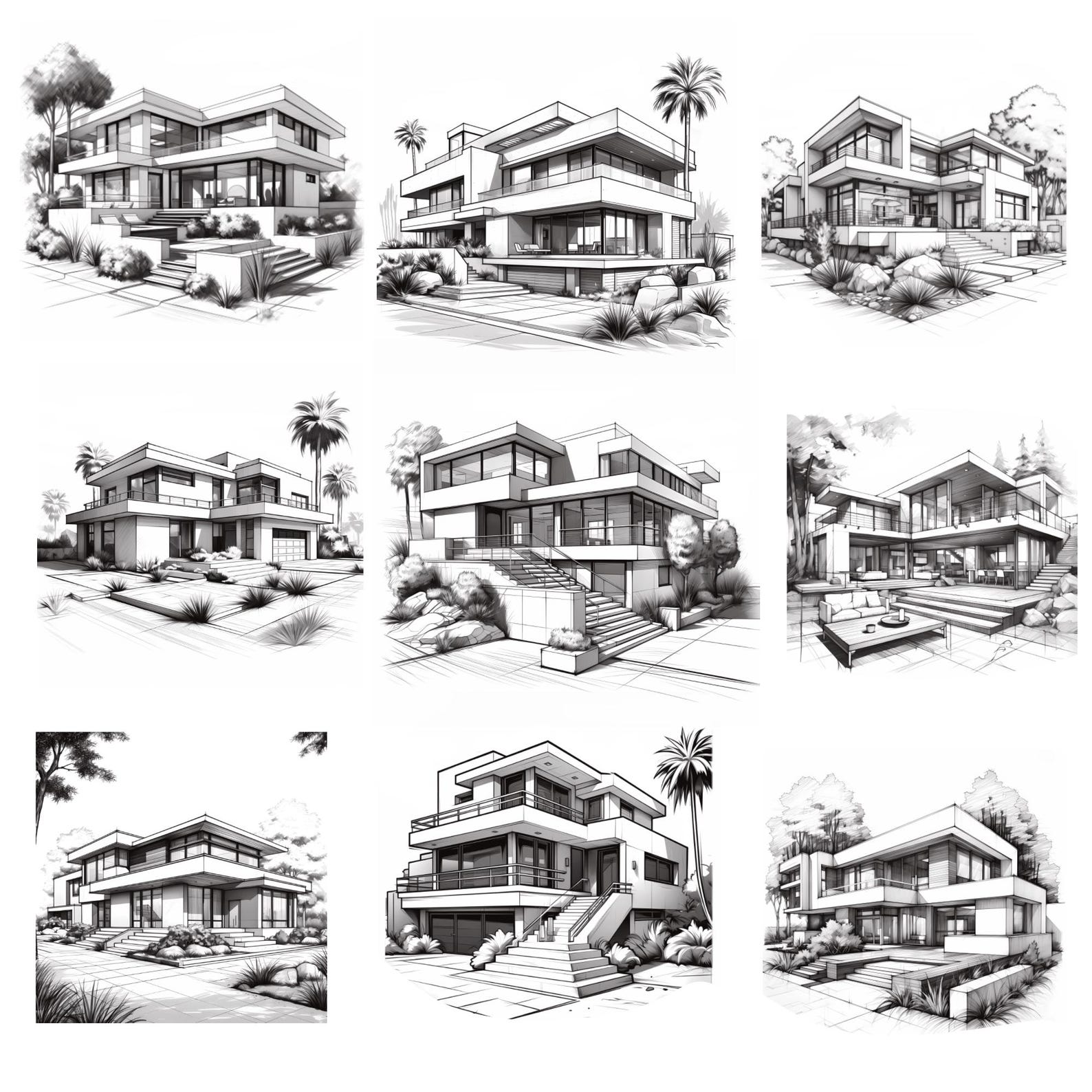 Procreate Modern Houses Stamps | 100+ Modern Homes Procreate Brushes ...