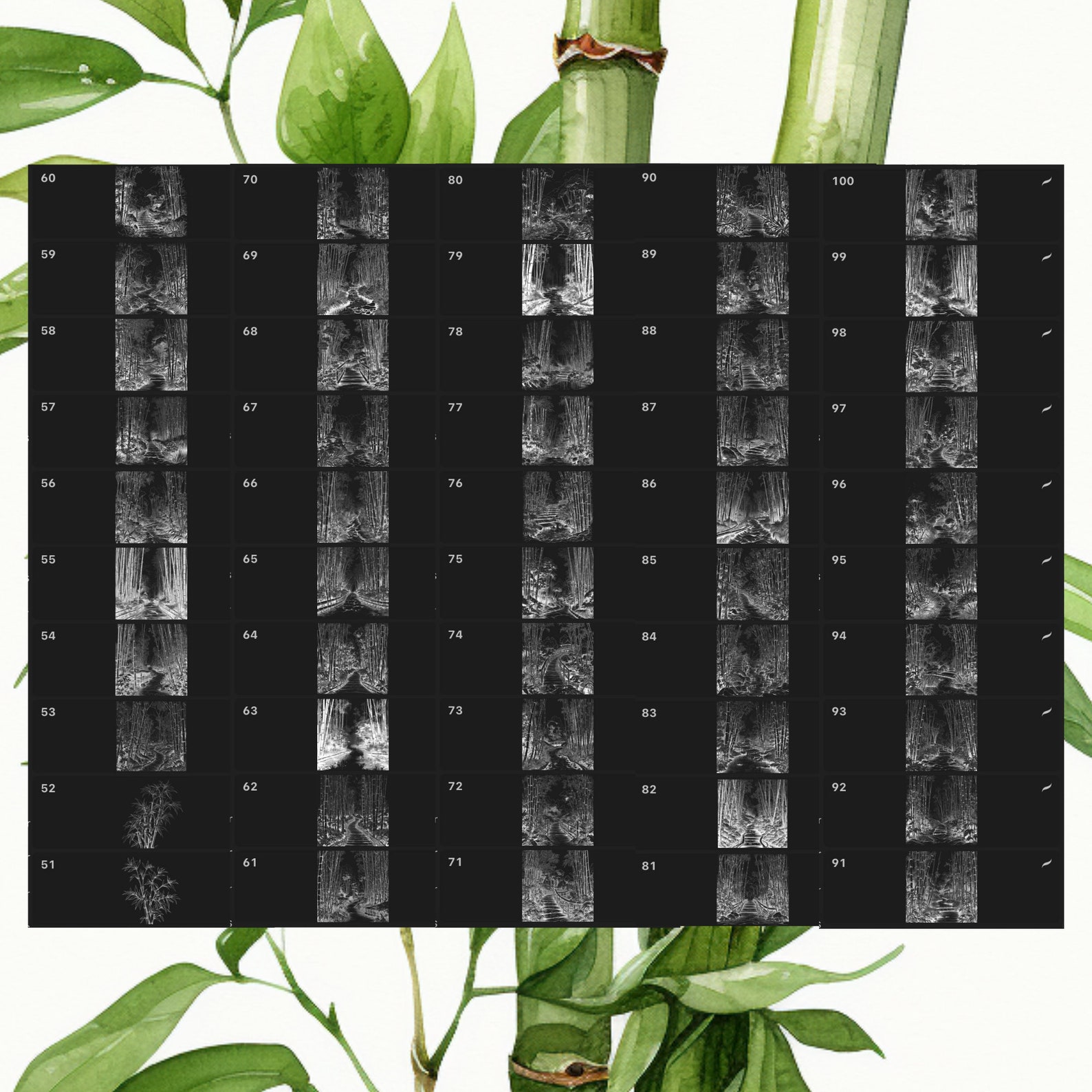 Procreate Bamboo Plant Stamps | 100+ Bamboo Plants Procreate Brushes ...