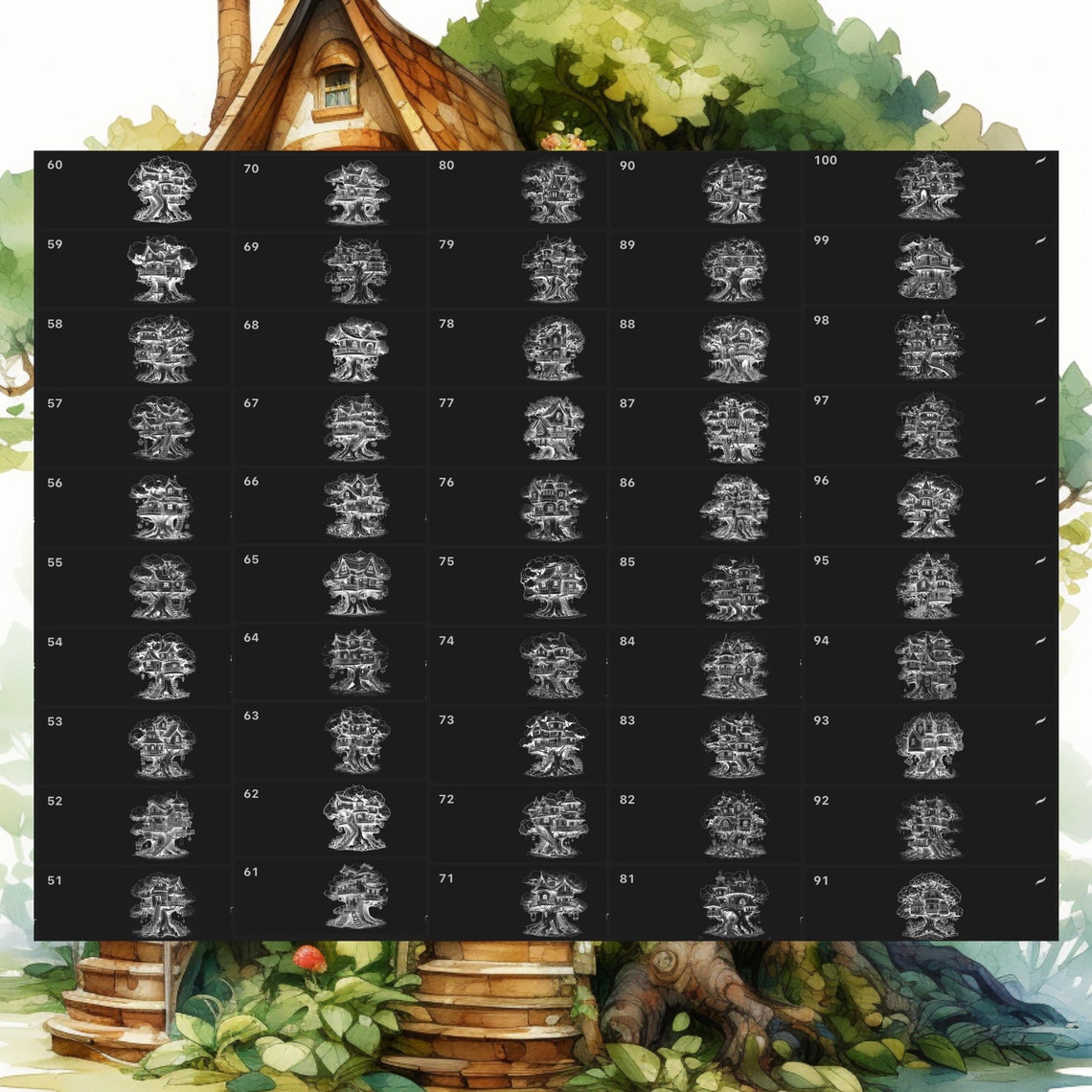 Procreate Tree House Stamps 100 Tree Houses Procreate - Etsy