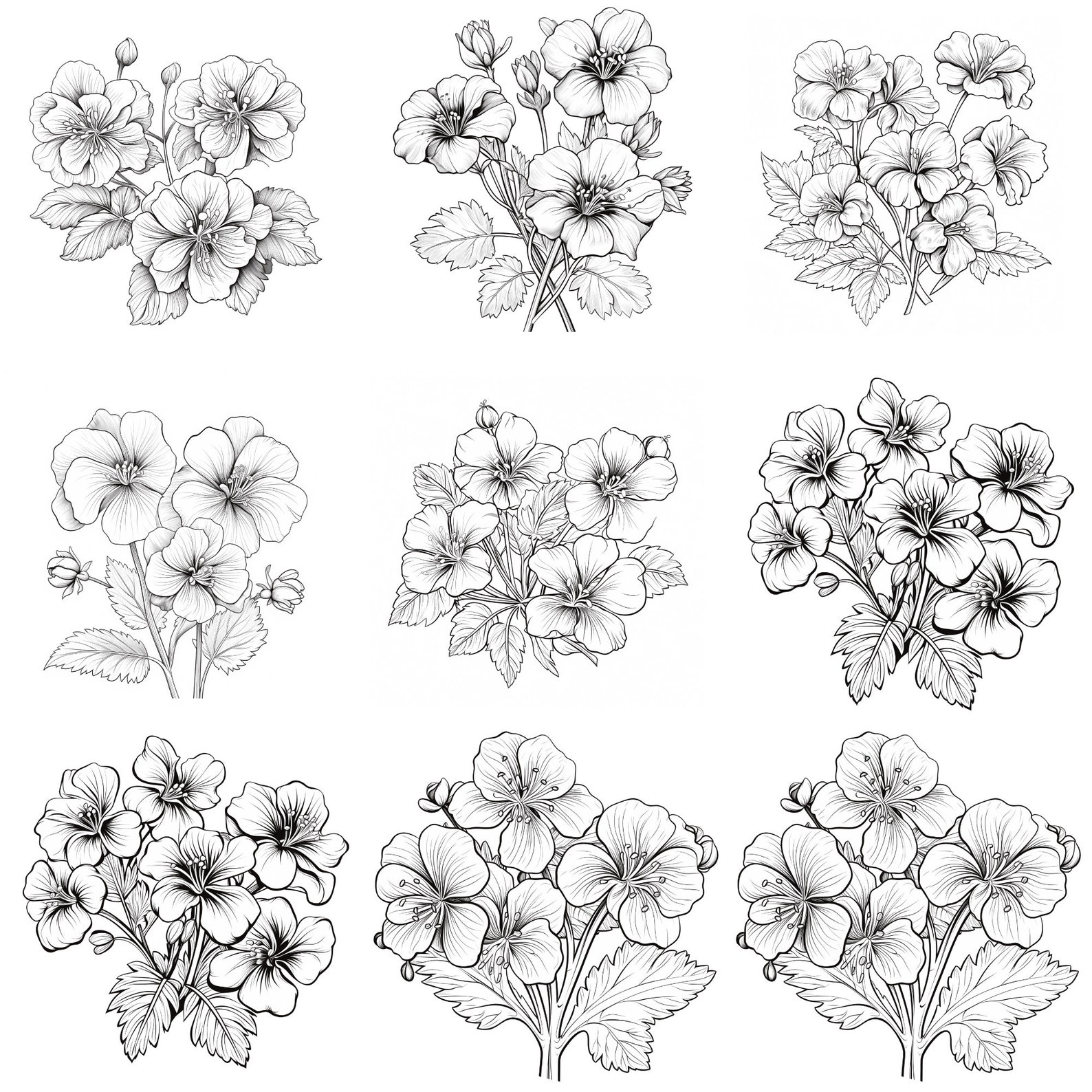 Flowers PNG 50 Geranium Flowers Png Floral PNG Wildflowers PNG Doodle ...