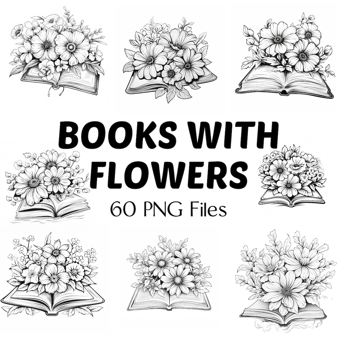 Flowers PNG | 60 Books With Flowers Png | Floral Books PNG ...