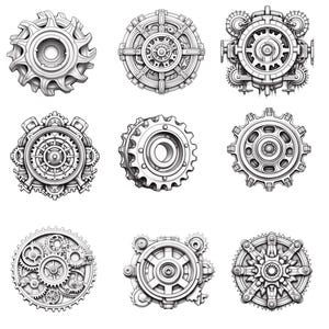 Procreate Mechanical Gear Stamps | 100+ Mechanical Gear Procreate ...
