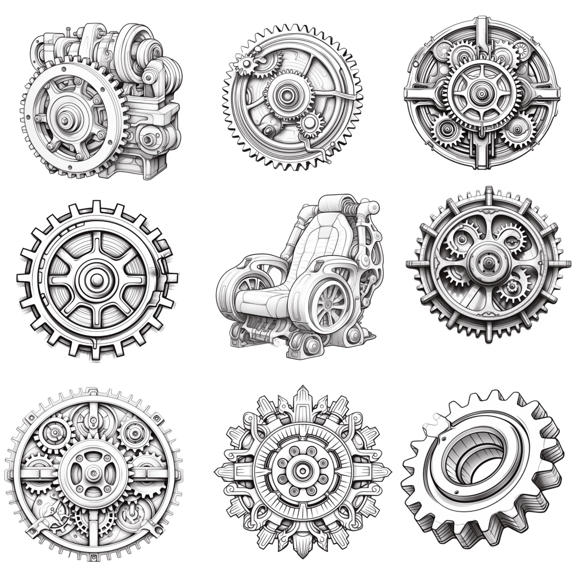 Procreate Mechanical Gear Stamps | 100+ Mechanical Gear Procreate ...