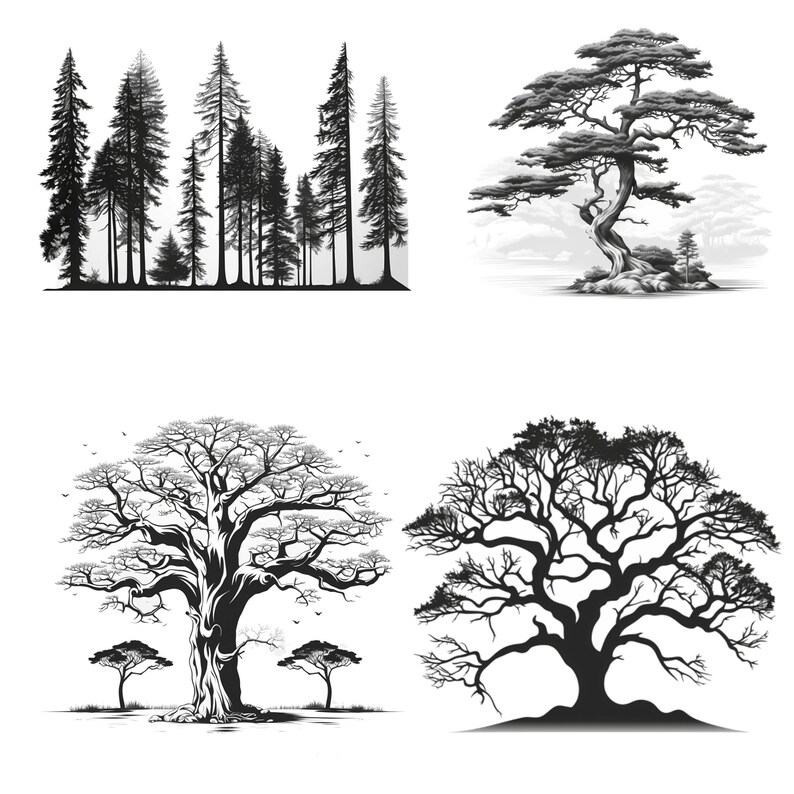Procreate Trees Stamps | 100+ Trees Procreate Brushes | Botanical ...