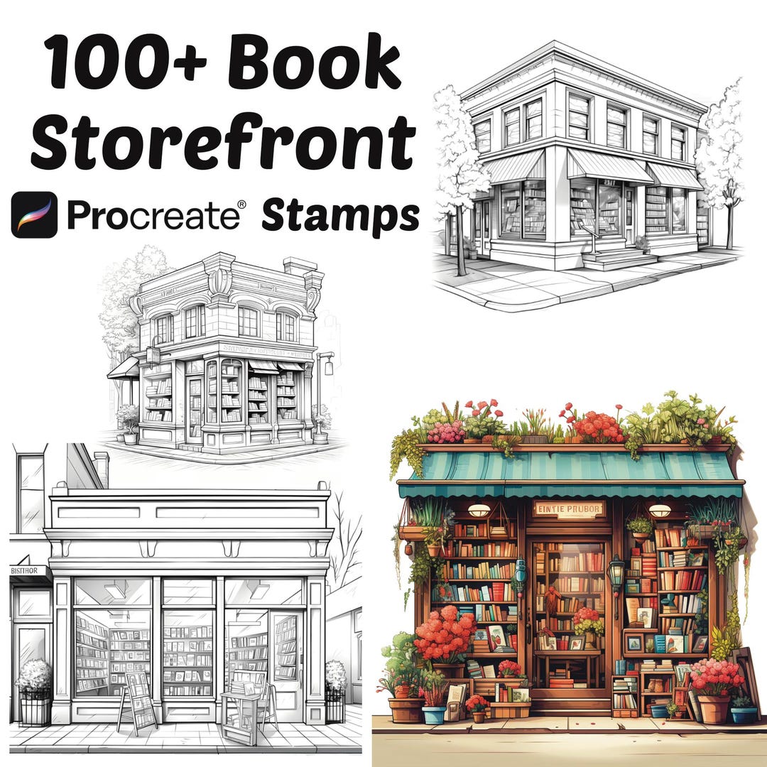 Procreate Book Storefront Stamps | 100+ Book Storefront Procreate ...