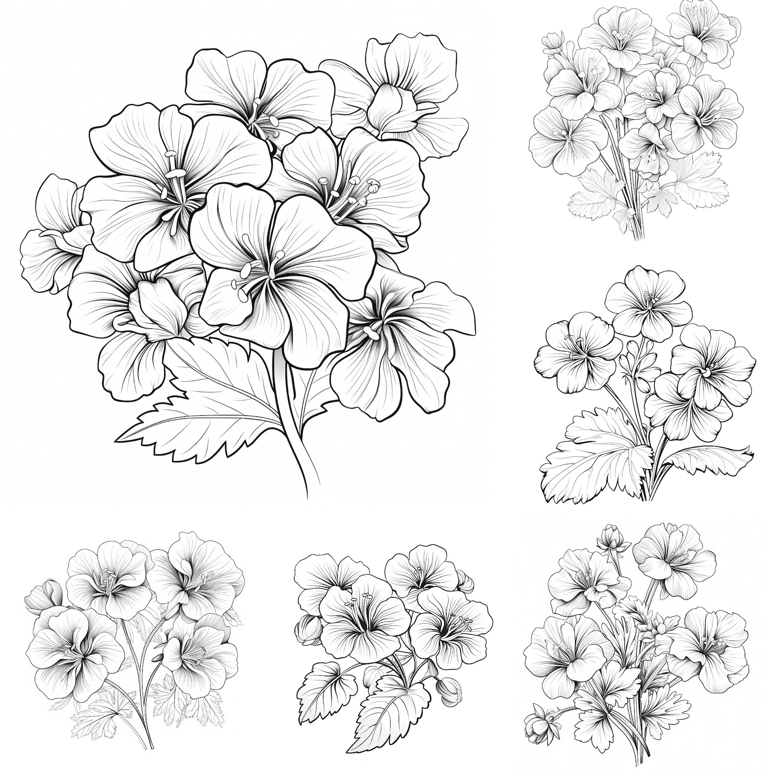 Flowers PNG 50 Geranium Flowers Png Floral PNG Wildflowers PNG Doodle ...