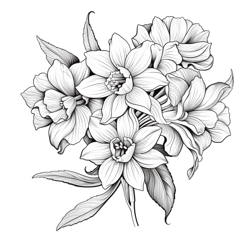 Procreate Daffodils Flower Stamps 100 Daffodils Flower Procreate ...