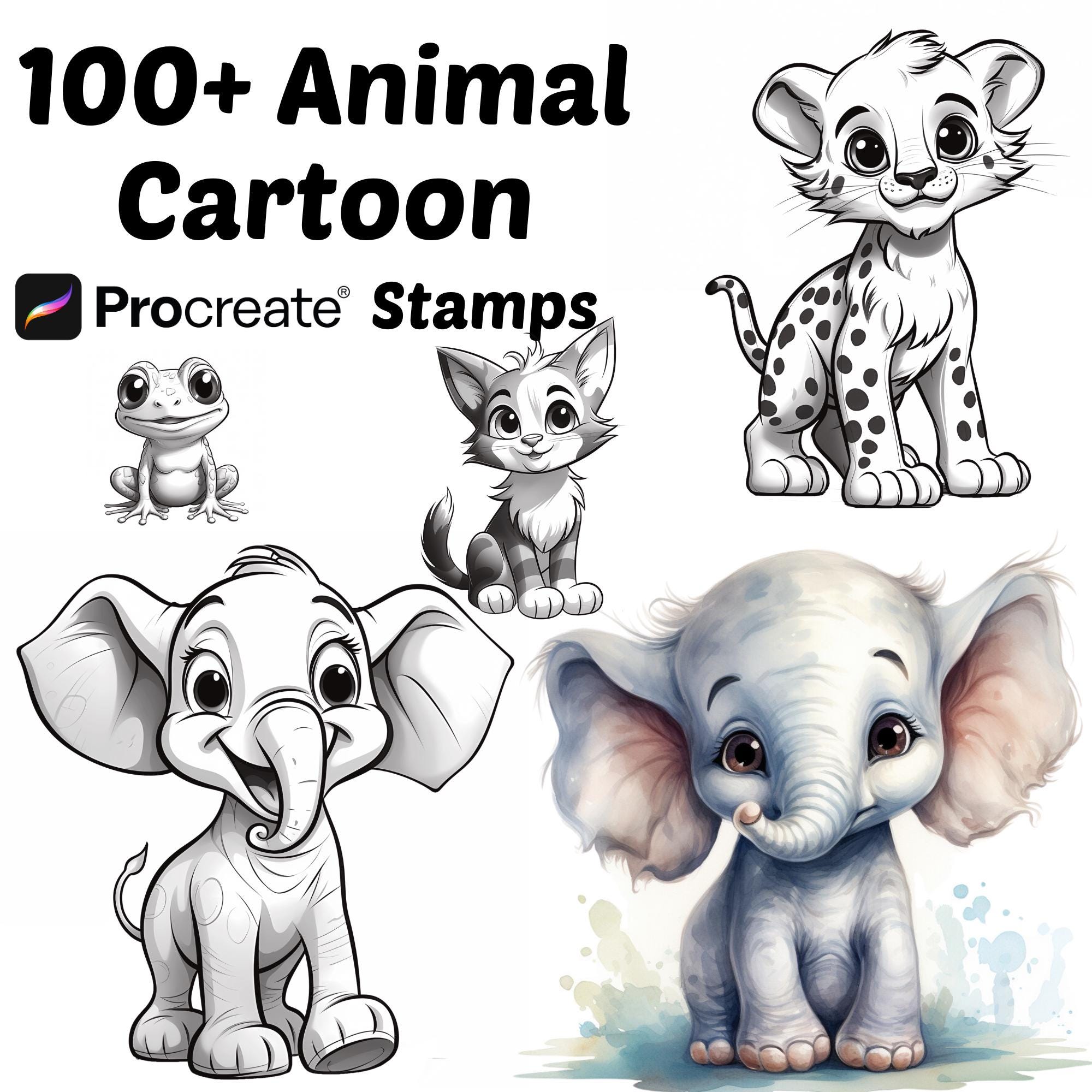 Procreate Cute Animals Stamps | 100+ Cartoon Animal Procreate Brushes ...