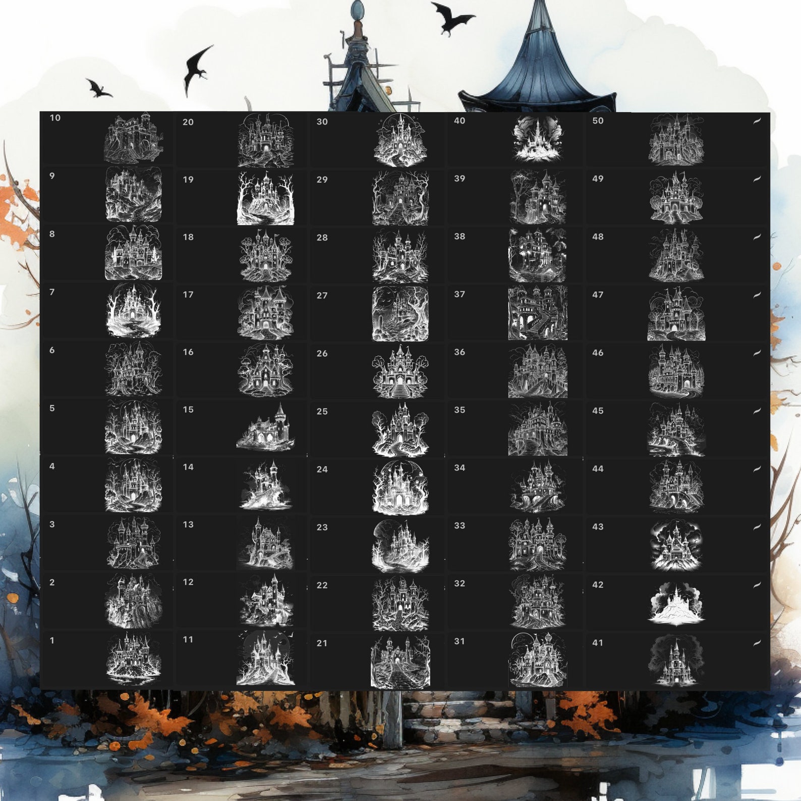 Procreate Spooky Houses Stamps 100 Haunted Houses Procreate Brushes Halloween Procreate Brushes ...