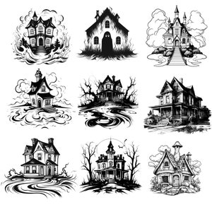 Procreate Spooky Houses Stamps | 100+ Haunted Houses Procreate Brushes ...