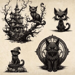 Spooky Cats PNG | 50 Horror Clipart | Halloween Png | Horror Cats ...