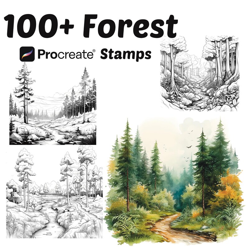 Procreate Forest Stamps | 100+ Beautiful Forest Procreate Brushes ...