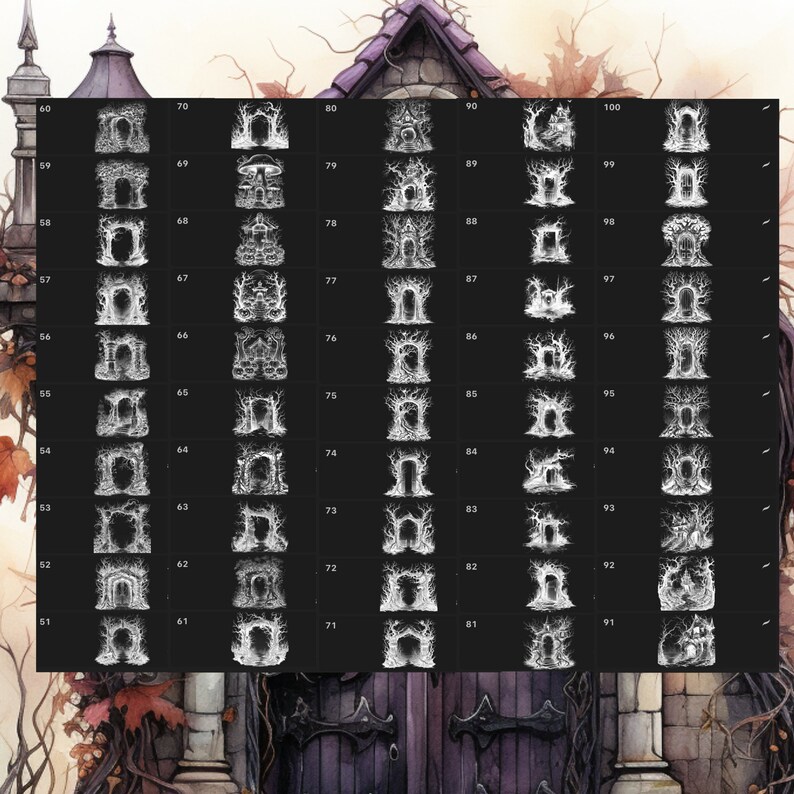 Procreate Spooky Doors Stamps | 100+ Haunted Doors Procreate Brushes ...