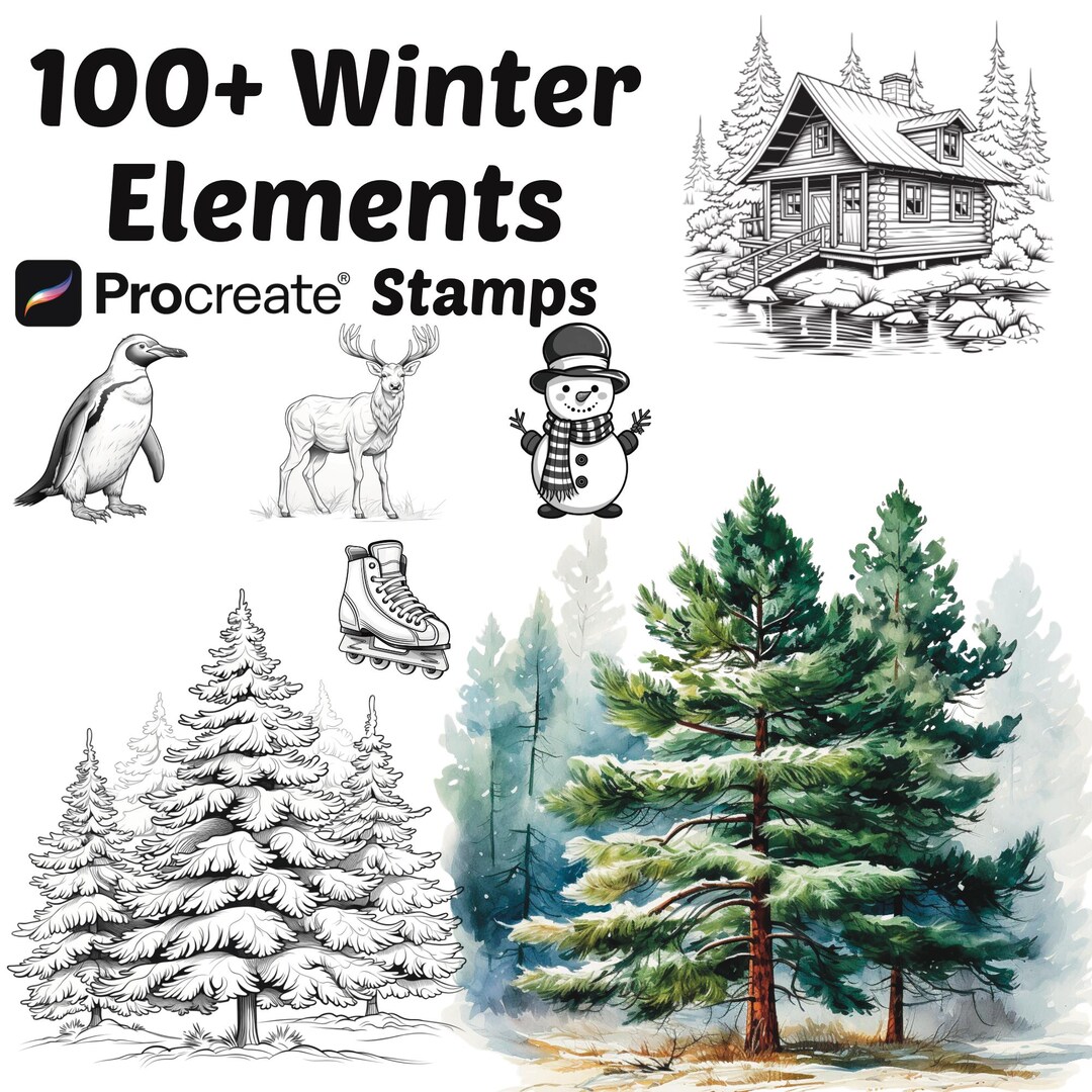 Procreate Winter Wonderland Stamps | 100+ Seasons Procreate Brushes ...