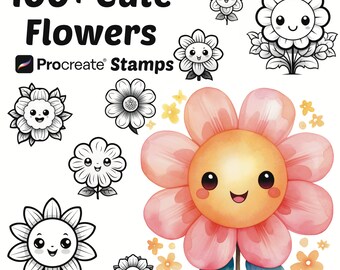 Daisy Flower Procreate Stamps | 100+ Procreate Floral Stamps ...