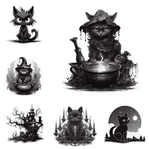 Spooky Cats PNG | 50 Horror Clipart | Halloween Png | Horror Cats ...