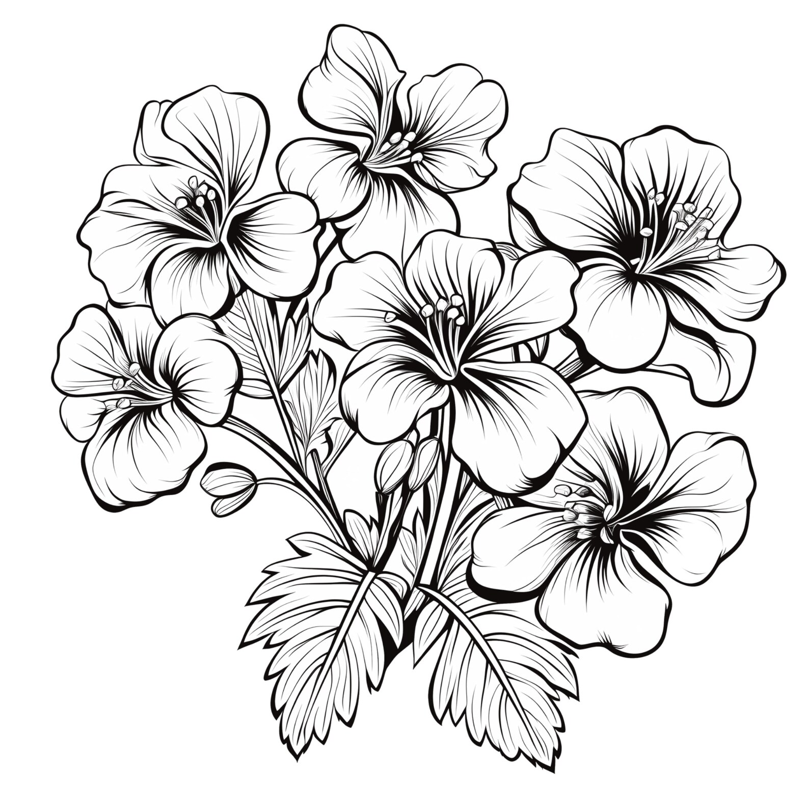 Flowers PNG 50 Geranium Flowers Png Floral PNG Wildflowers PNG Doodle ...
